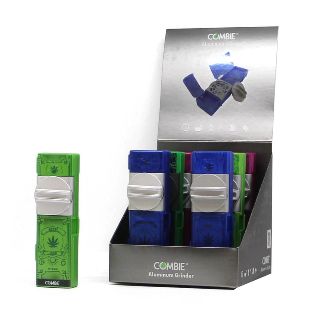 Wholesale Combie™ All-In-One aluminum pocket grinder - Weed leaf seal 2