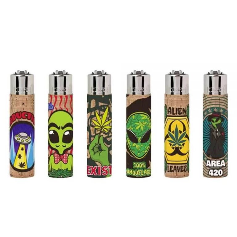 Wholesale Clipper Cork Lighters Pop Cover Alien Leaves